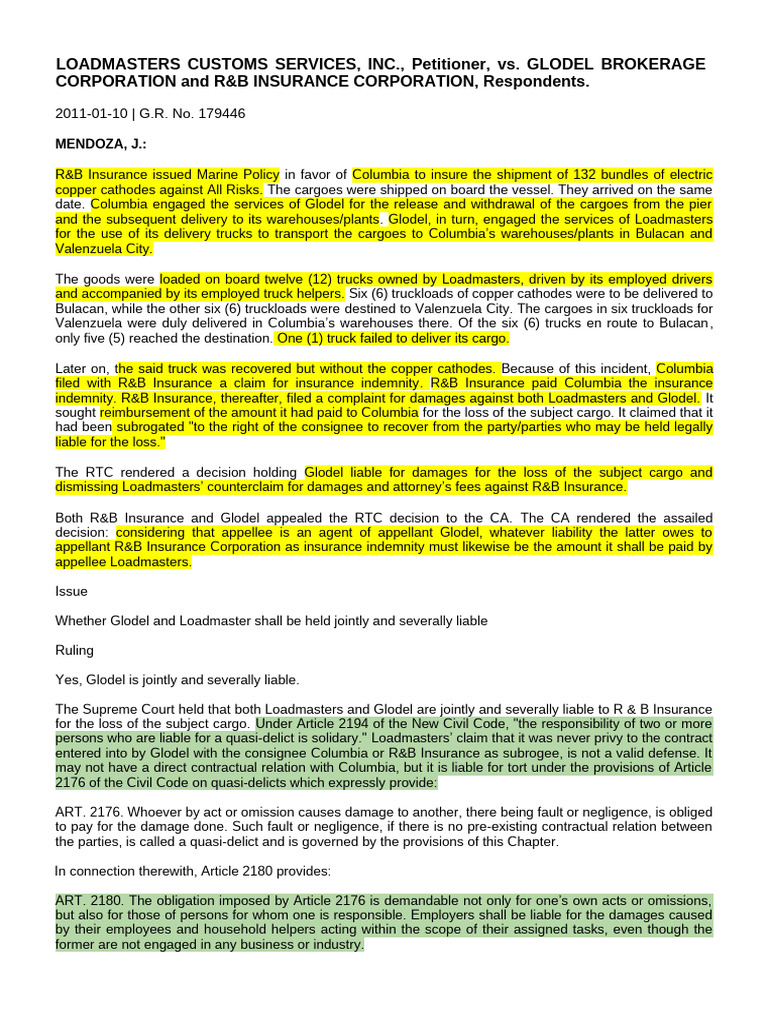 Joint Liability in Cargo Loss Case | PDF | Legal Liability | Law