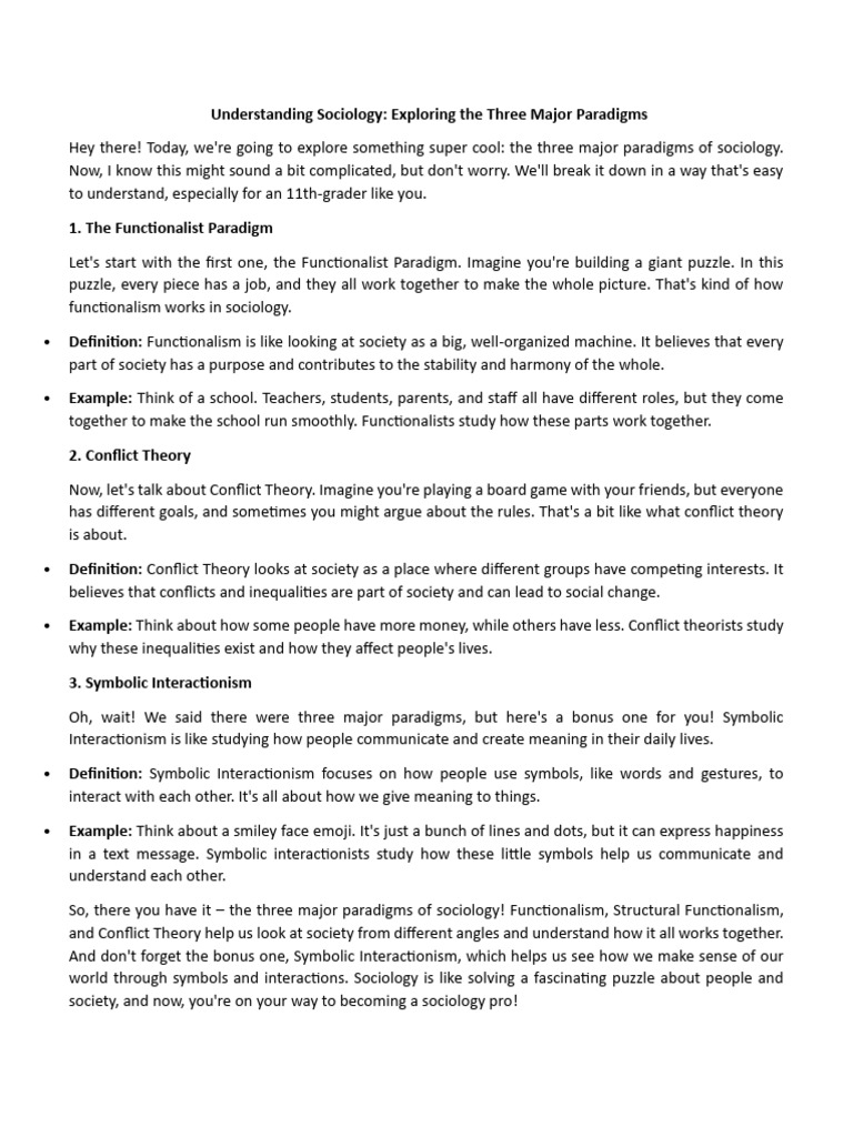 Three Major Paradigms in Sociology | PDF