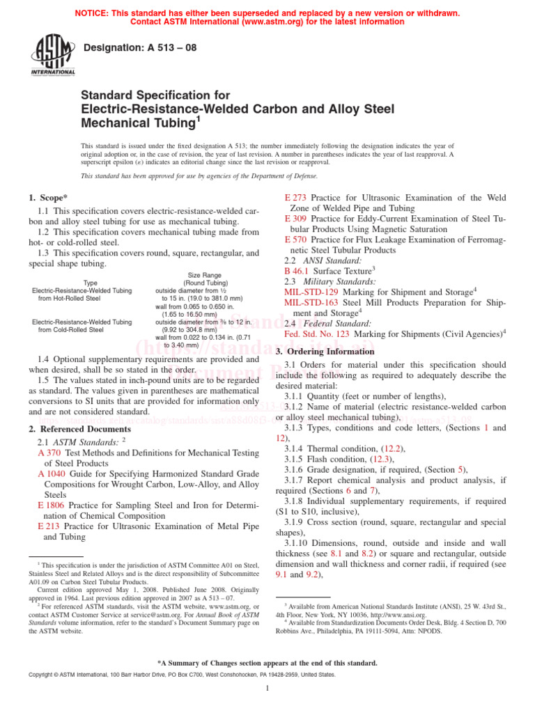 ASTM-A513-A500M-21a Standard Specification For Electric Resistance Welded Carbon and Alloy Steel ...