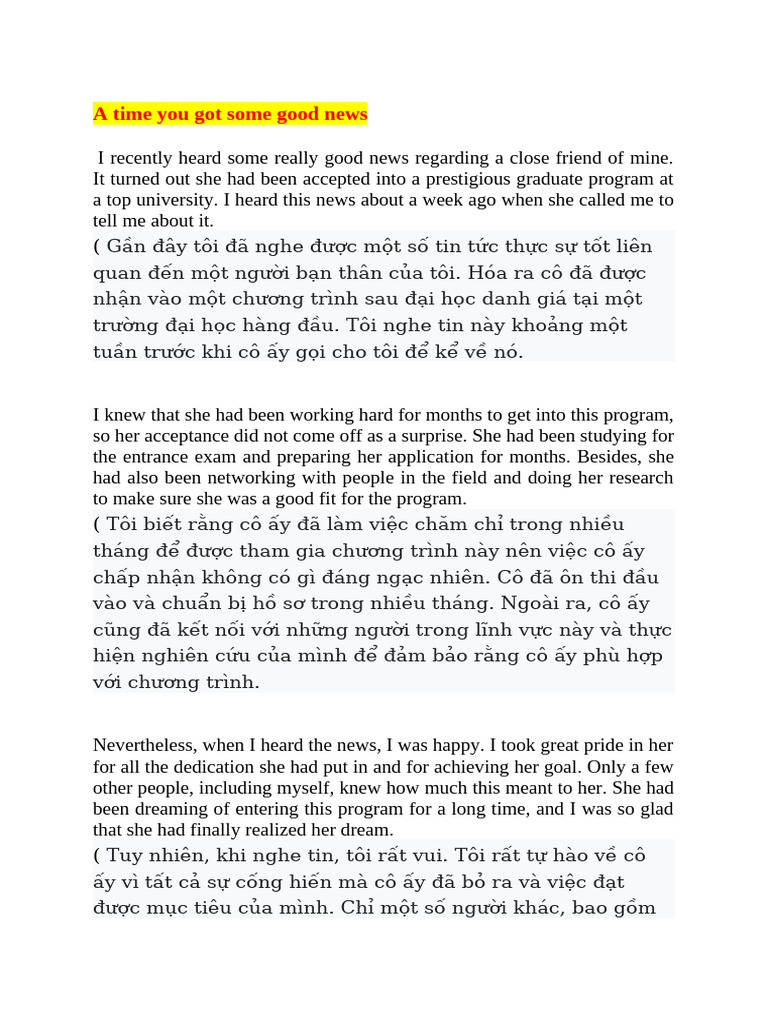 A Time You Got Some Good News | PDF