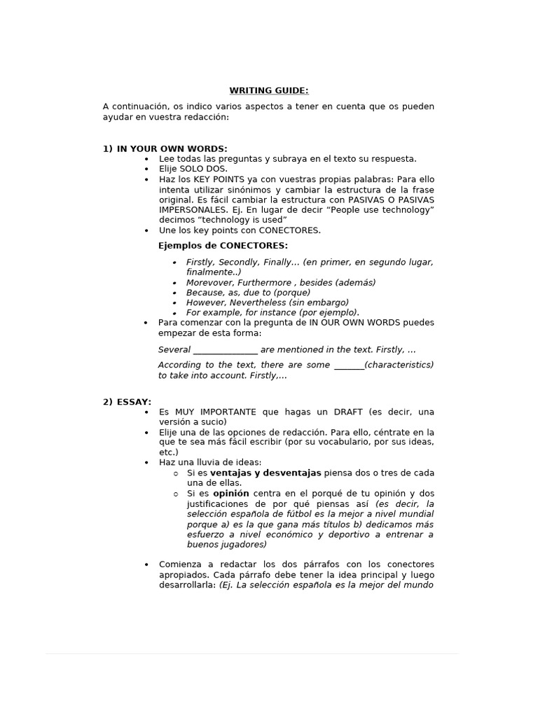Writing Guide - Ingles | PDF