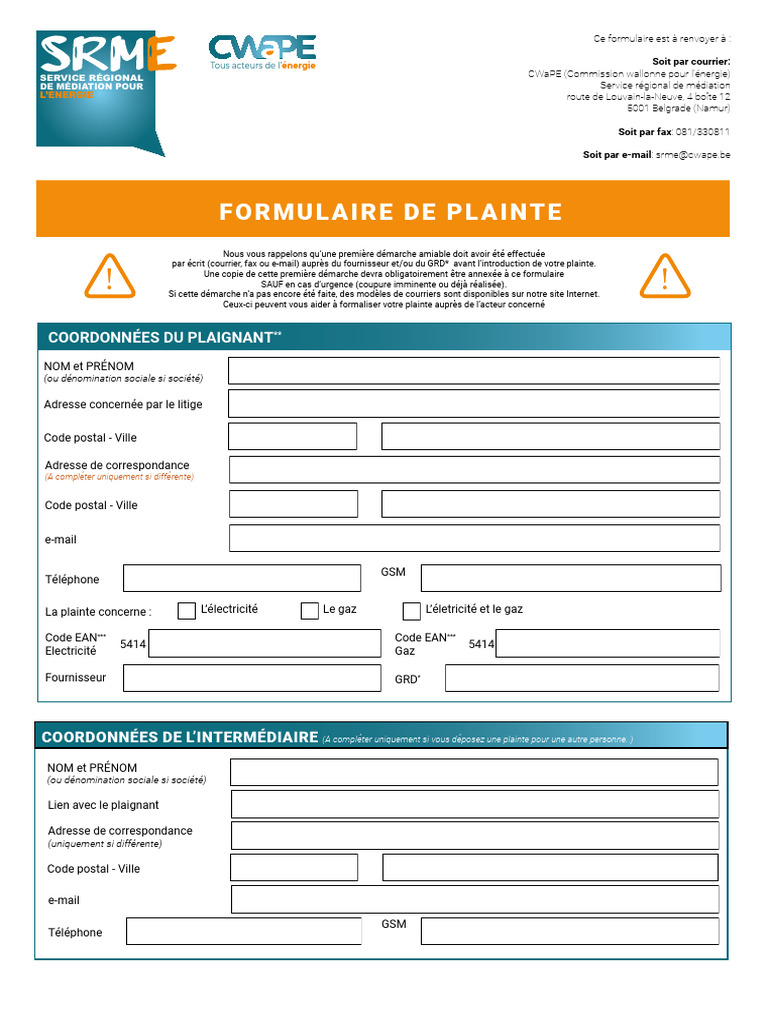 Formulaire de Plainte SRME 2021 0 | PDF