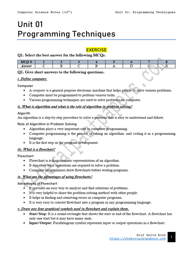 Sample 10th Computer Chapter 01 SLO | PDF