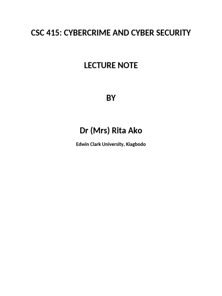 CSC 415 Lecture Note 2023 | PDF CSC 415 Lecture Note 2023 | PDF