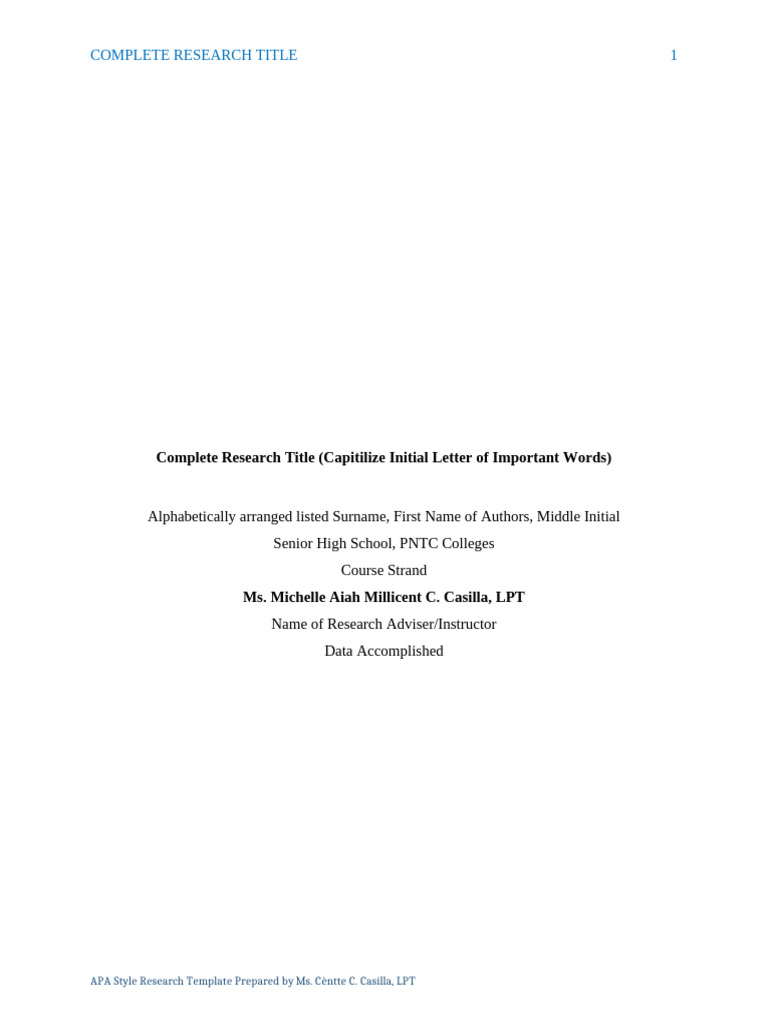 Research Paper Template APA Style With Notes Rev03 | PDF