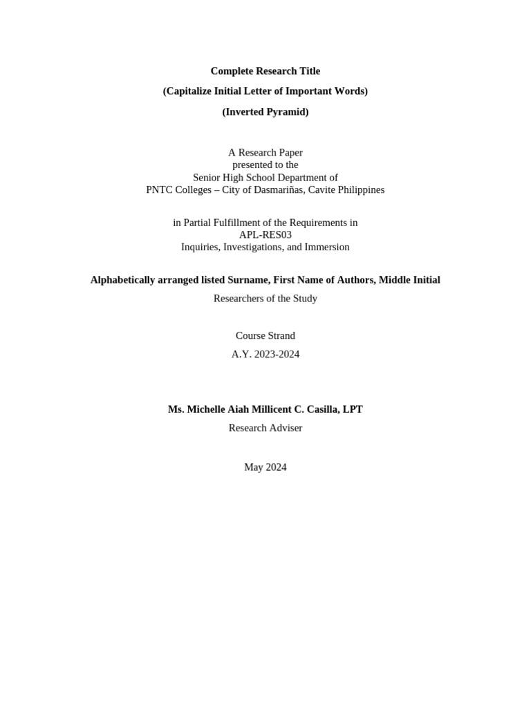 Research Paper Template For Bookbinding Final Rev04 | PDF | Statistics ...