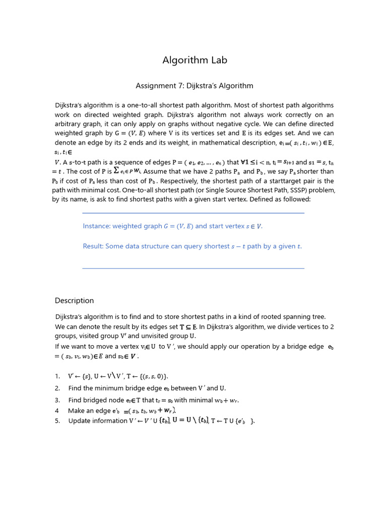 A7 Dijkstra's Algorithm | PDF