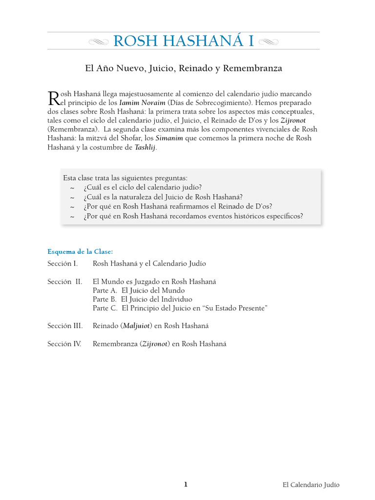 Rosh Hashaná: Juicio y Reinado Judío | PDF | Hebrew Words And Phrases ...