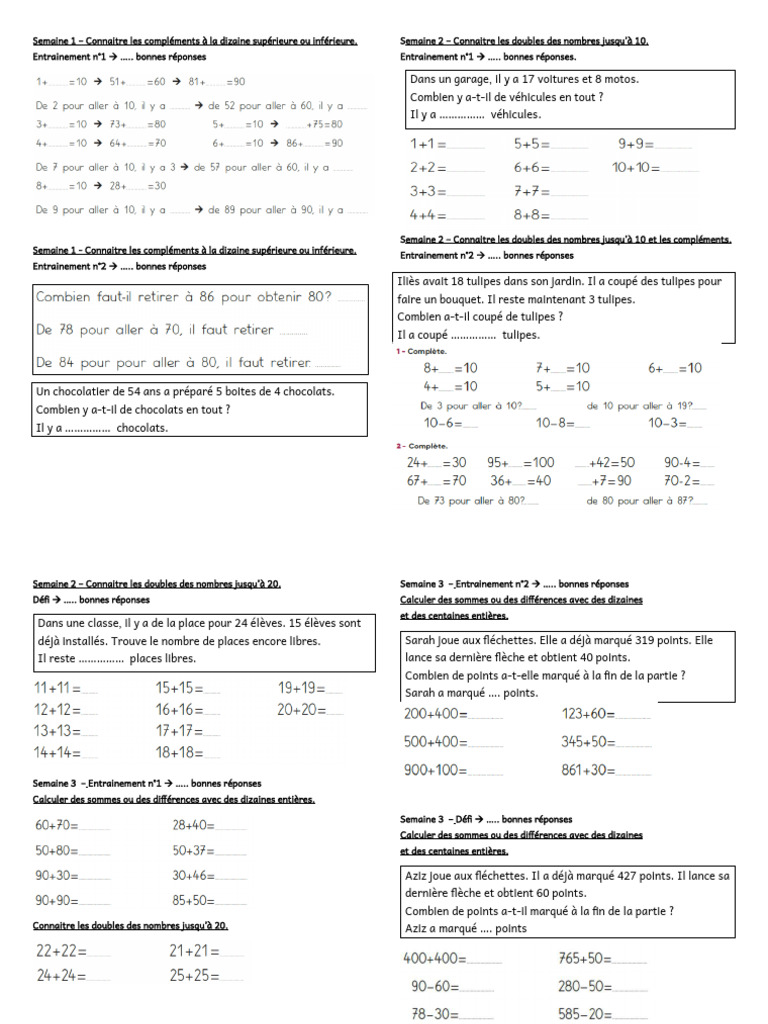 Calcul Mental Ce2 - Periode1 | PDF
