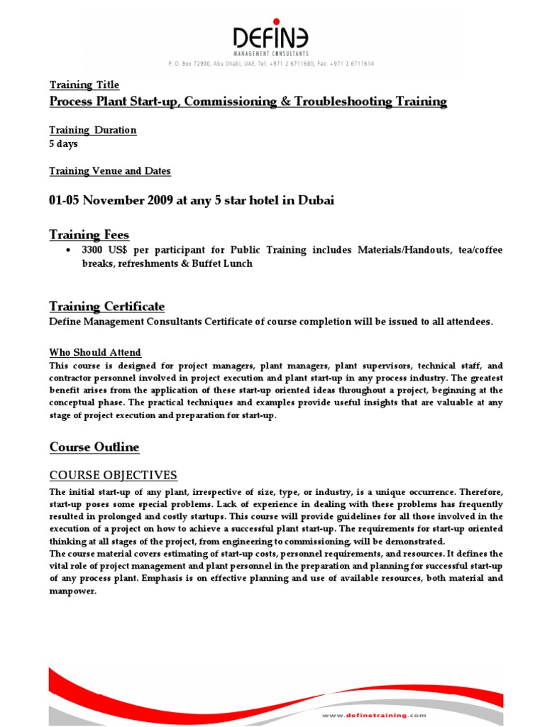 Process Plant Start Up Commissioning & Troubleshooting Outline New ... Process Plant Start Up Commissioning & Troubleshooting Outline New ...