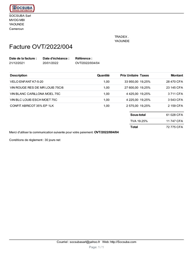 Facture - OVT_2022_004 | PDF