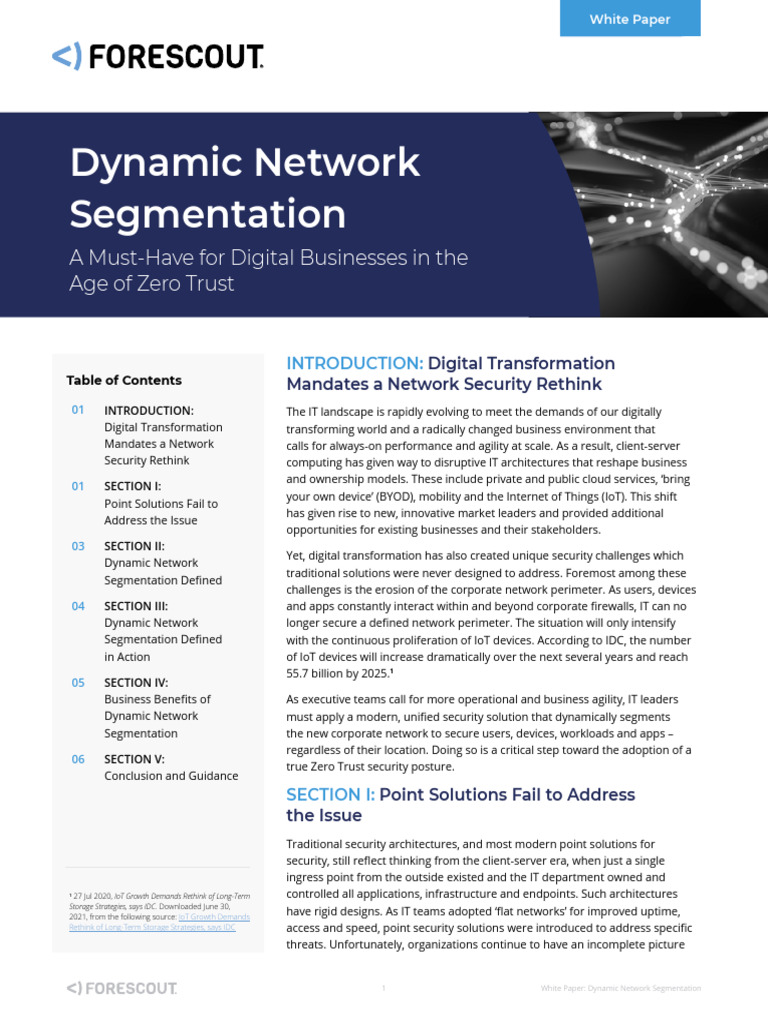 Dynamic Network Segmentation in The Age of Zero Trust | PDF