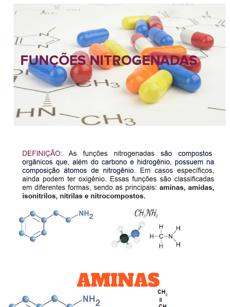 Funções Nitrogenadas | PDF | Compuestos químicos | Compuestos orgánicos