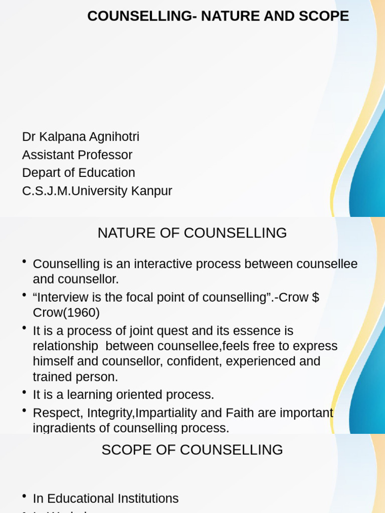 Counselling Nature and Scope | PDF