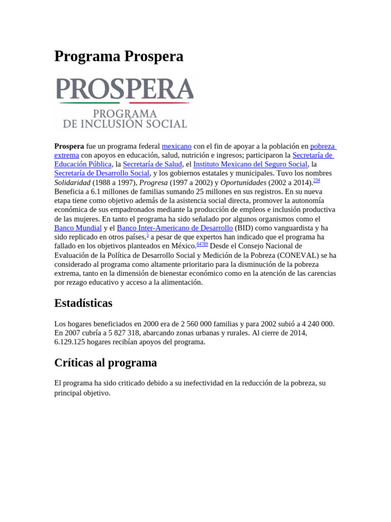 Programa Prospera | PDF