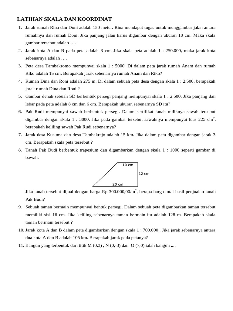 Lat Math Denah, Skala Dan Koordinat 4 | PDF