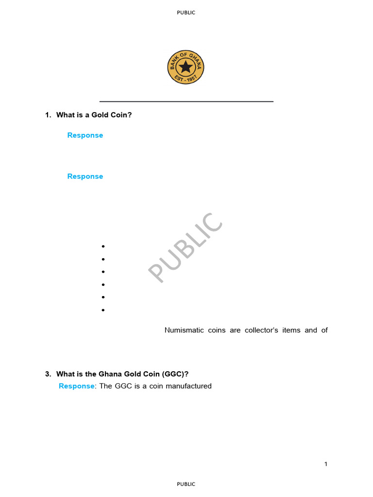 Questions and Answers on the Ghana Gold Coin | PDF