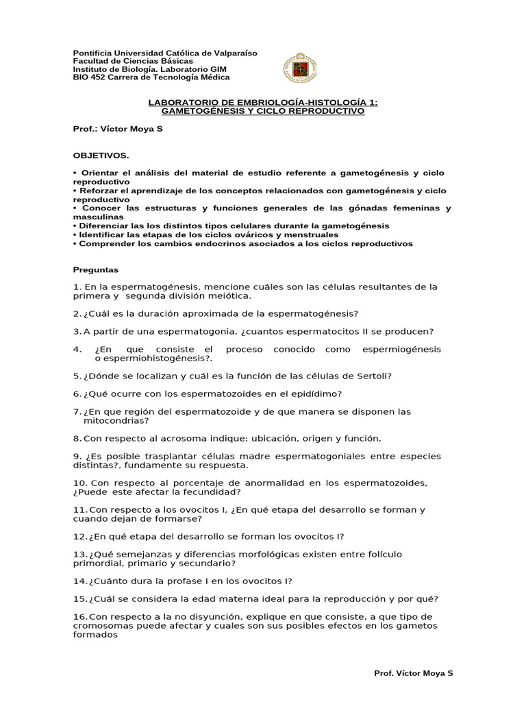 Guía de Lab 1 Histol-Embriol PUCV | PDF