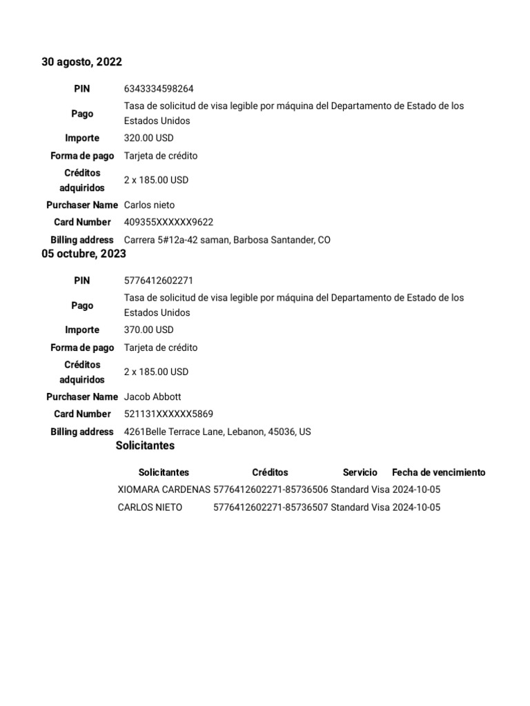 Recibo de Pago - Official U.S. Department of State Visa Appointment ...