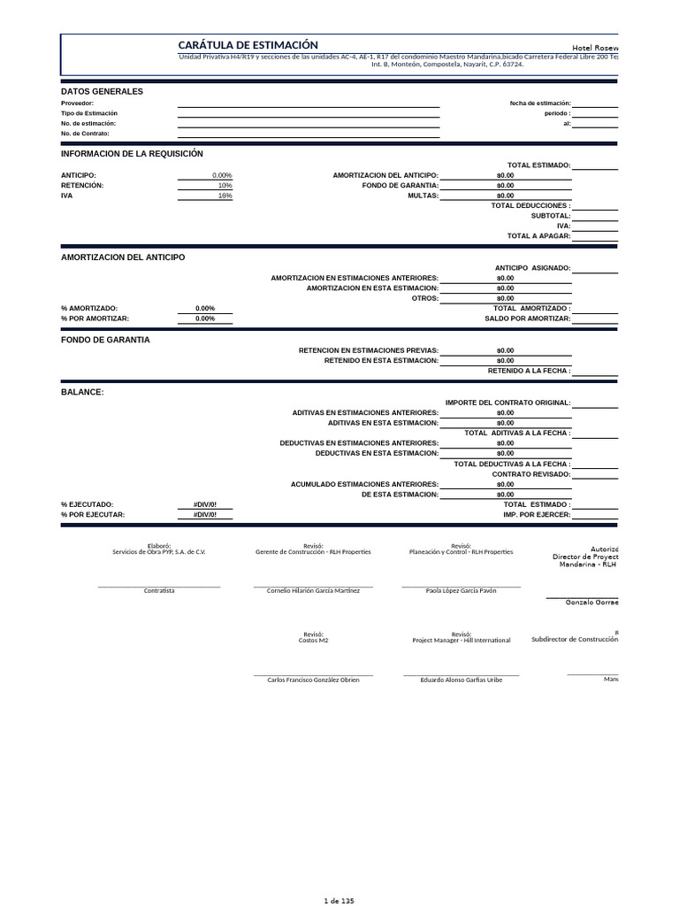 Formato Estimación Obra | PDF