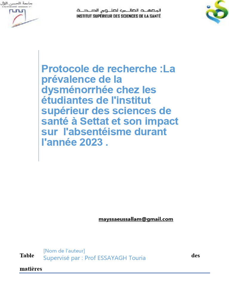 Protocole de Recherche de La Dysmen | PDF