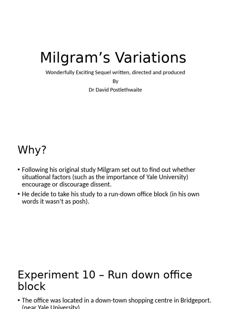 Milgram’s Variations | PDF