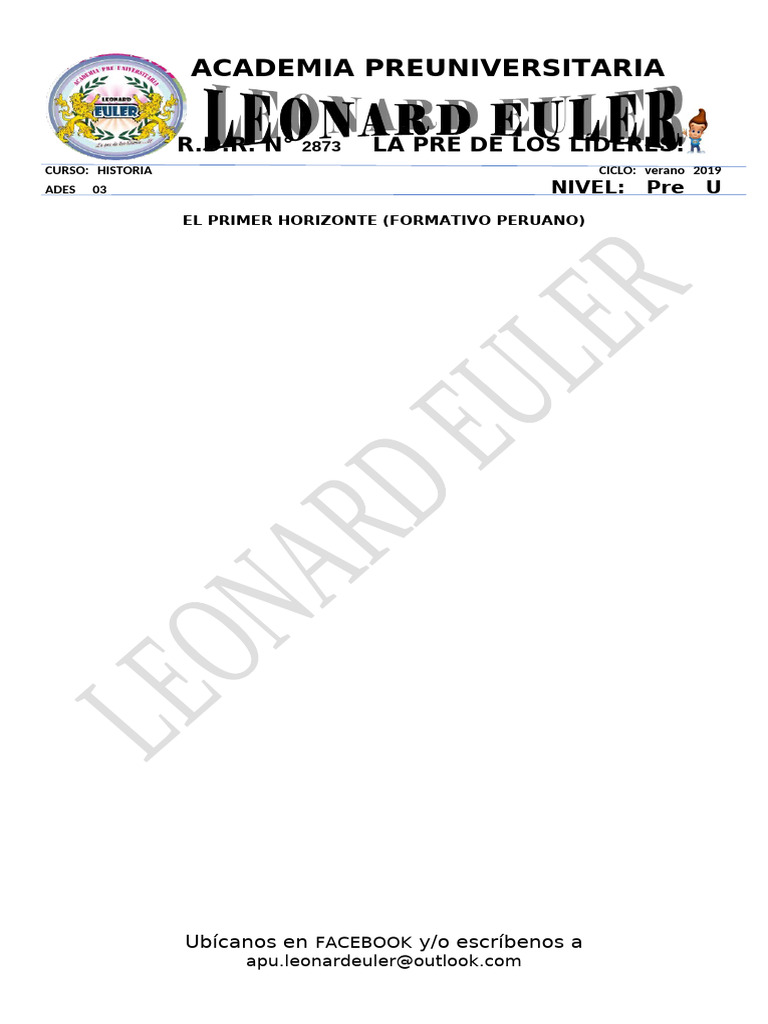 EULER PREU SEMANA 3 Historia. | PDF