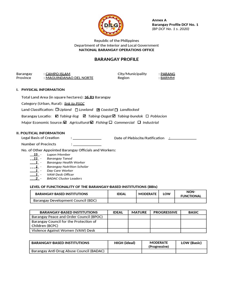 Barangay Profile List of Elected Appointed Officials - 2024 | PDF