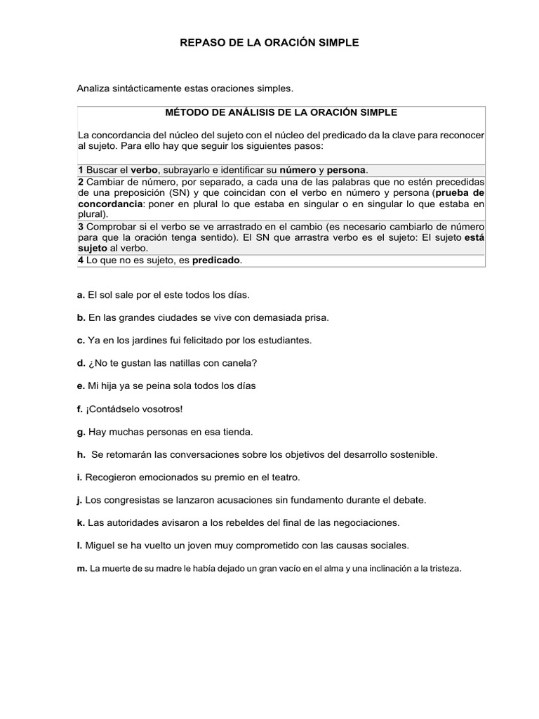 1º BACH. REPASO SINTAXIS | PDF