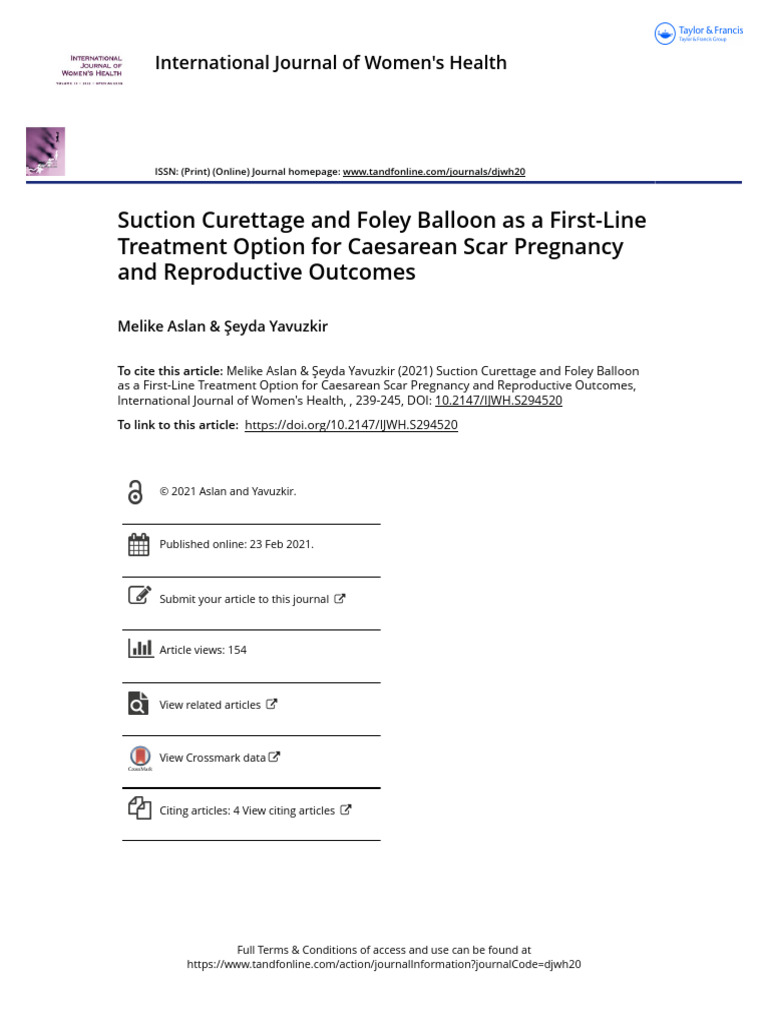 Suction Curettage and Foley Balloon as a First-Line Treatment Option ...