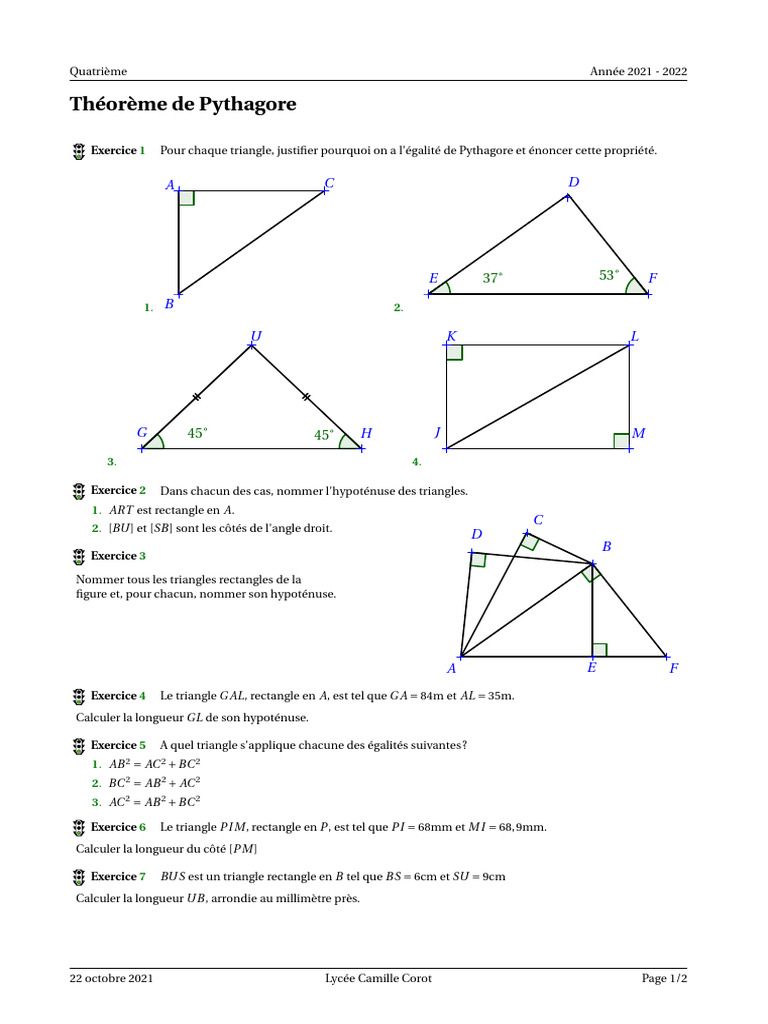 04. Exo-Théorème de Pythagore | PDF