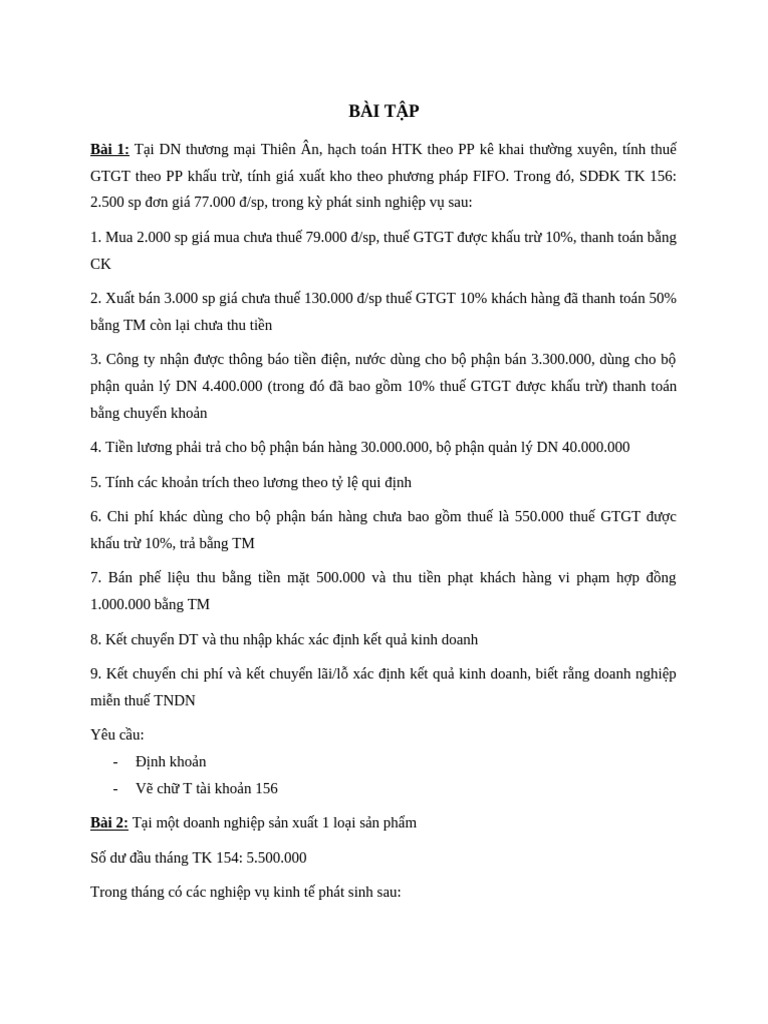 BÀI TẬP NLKT | PDF