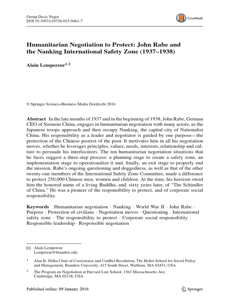 John Rabe Negotiation | PDF