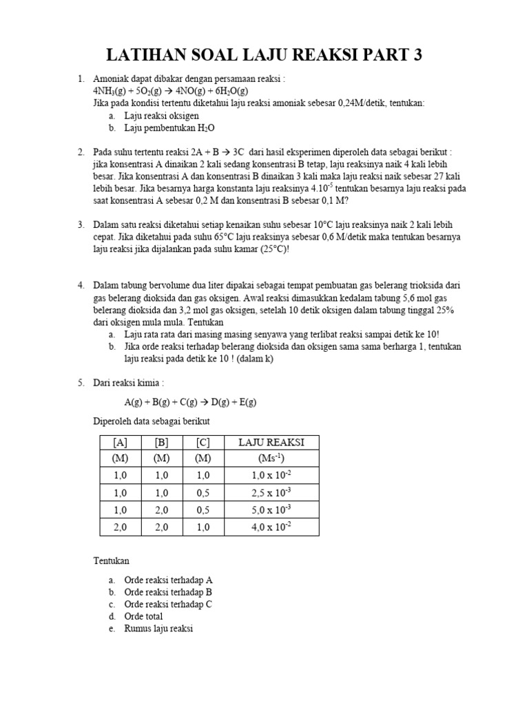 Latihan Laju Reaksi 3 | PDF