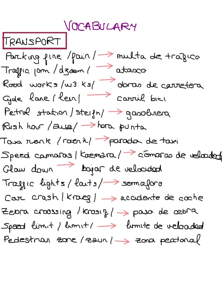 Vocabulario Transportes | PDF