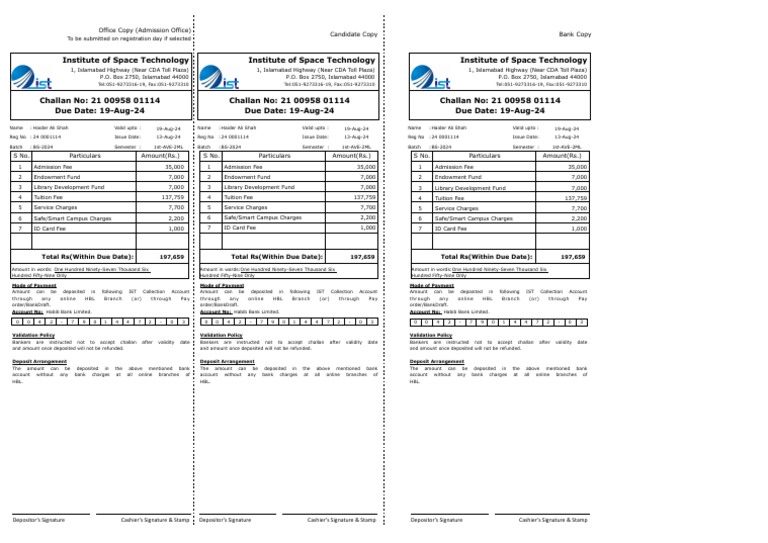 Fee Challan IST | PDF