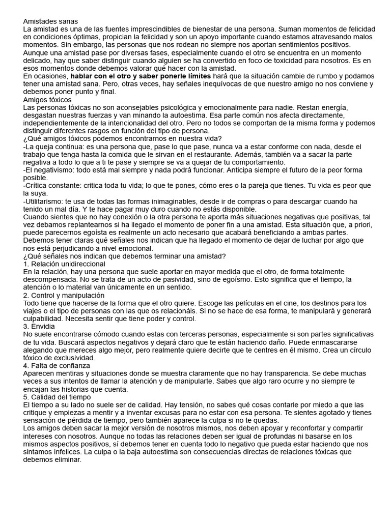 Amistades Sanas PDF | PDF