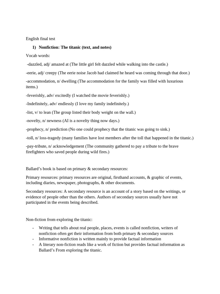 English Final Test | PDF