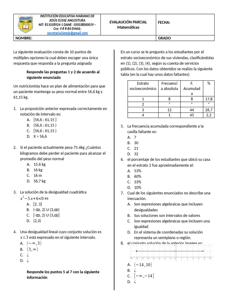 Parcial Mat - 9 | PDF