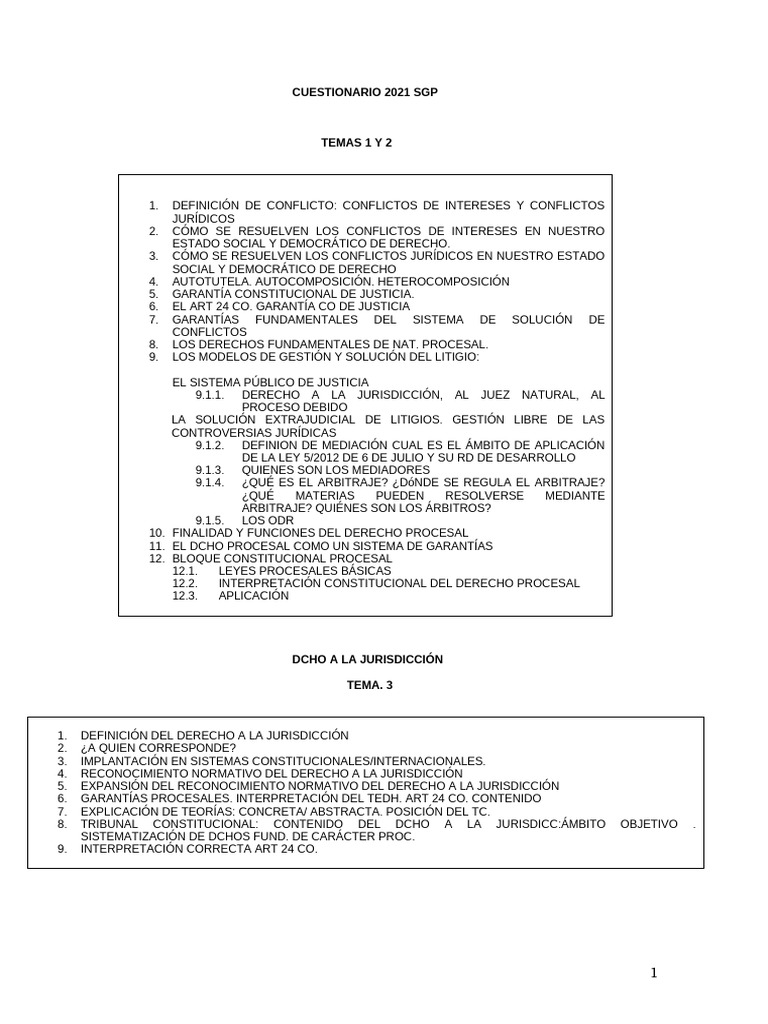 CUESTIONARIO SGP | PDF