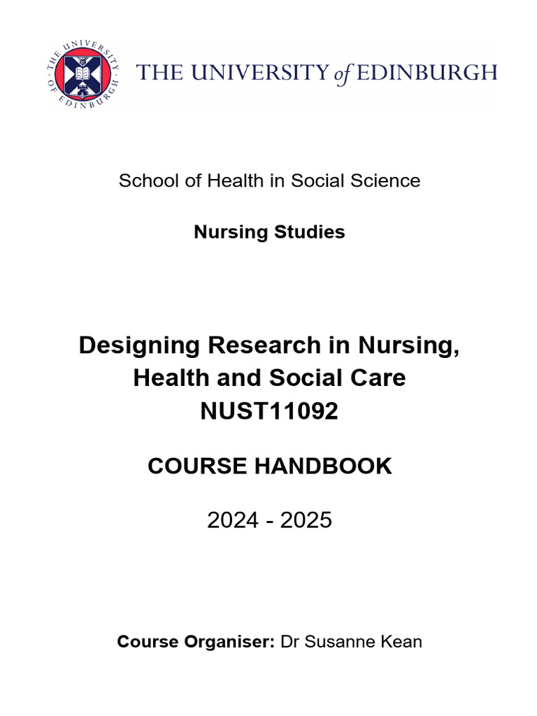 Research Design in Nursing Course Handbook | PDF | Social Work | Thesis