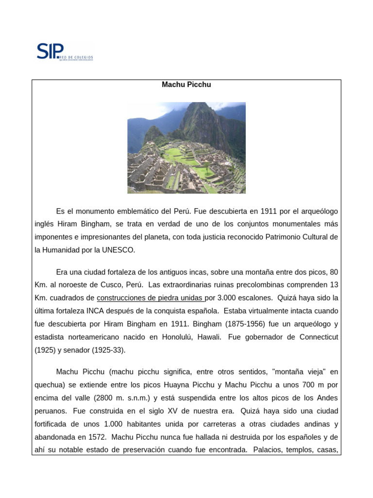Machu Picchu | PDF