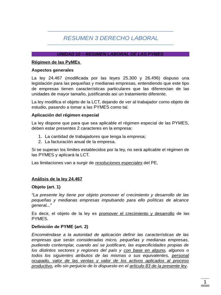 RESUMEN 3 DERECHO LABORAL | PDF