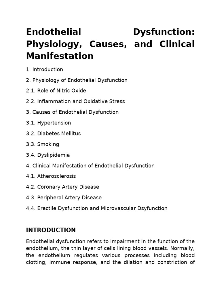 Endothelial Dysfunction | PDF