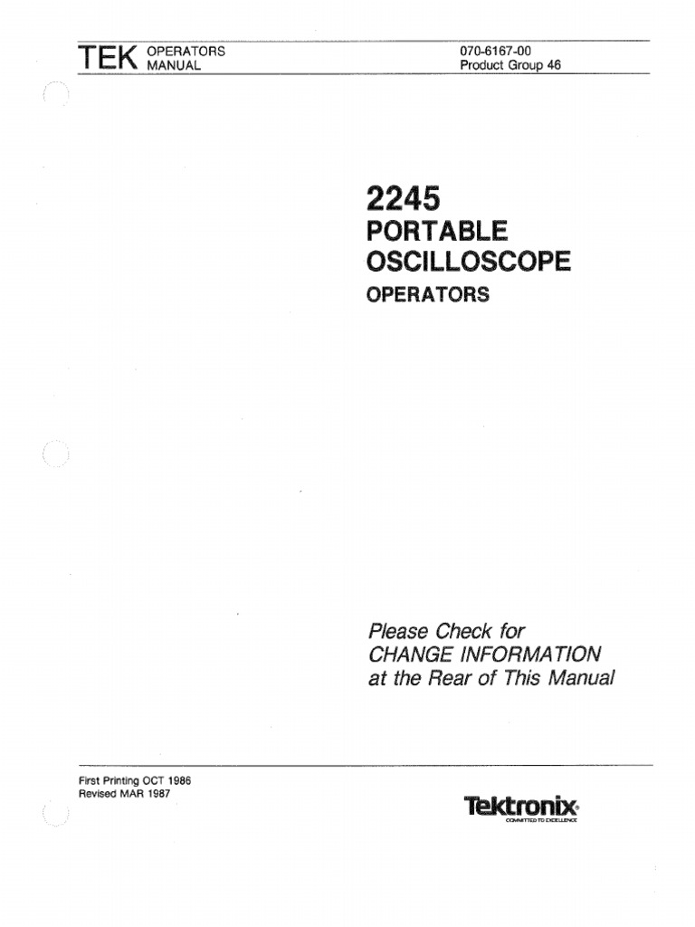 Tektronix 2245 Operator Manual | PDF