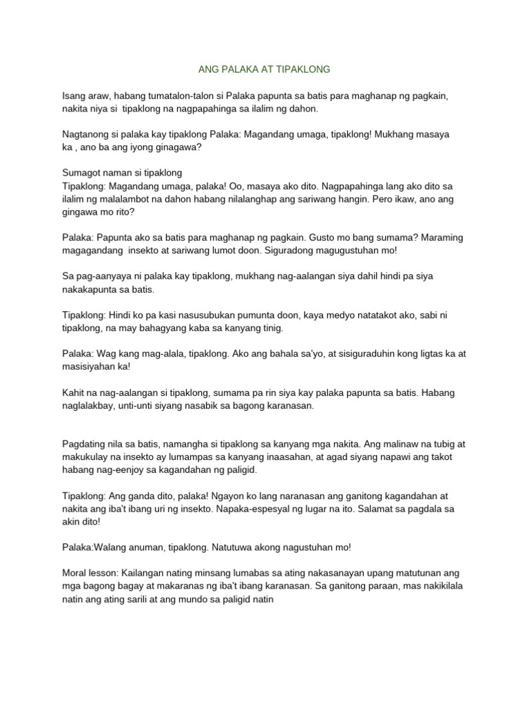Ang Palaka at Tipaklong | PDF