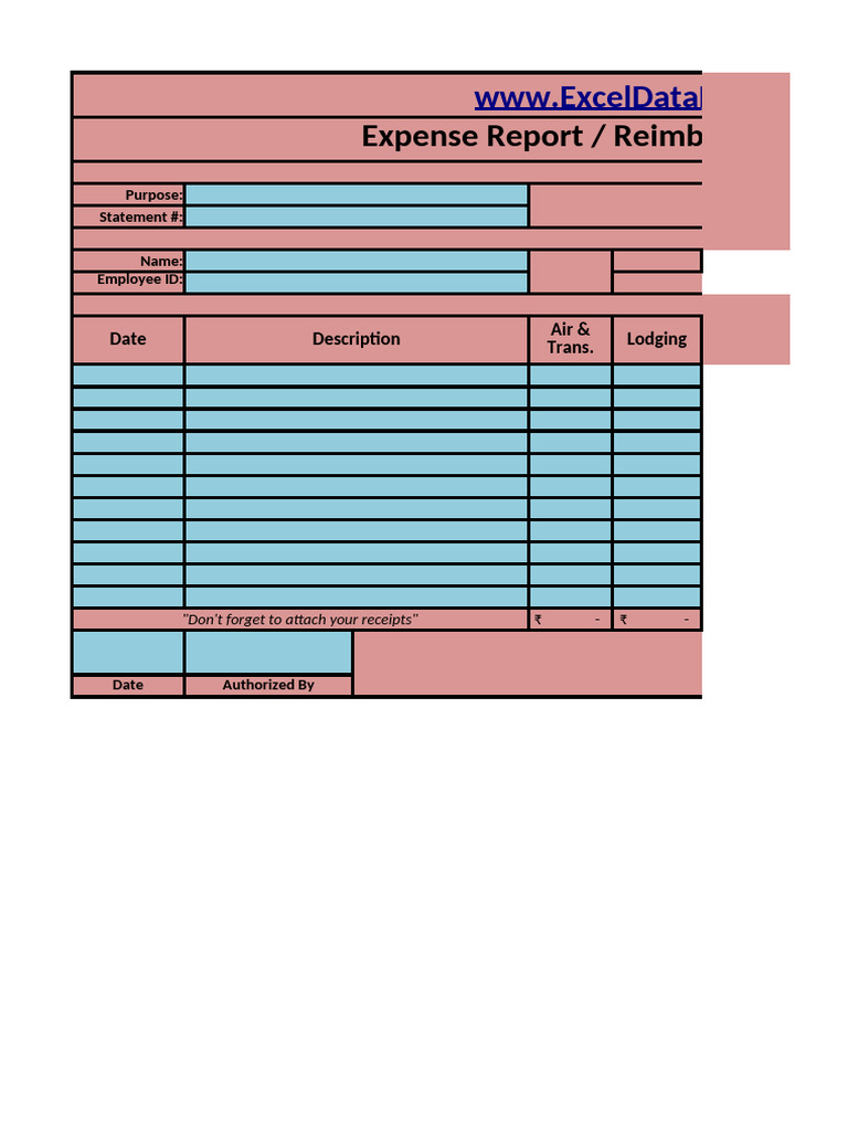 Employee Expense Reimbursement Form | PDF