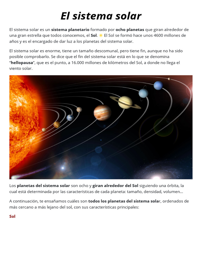 El Sistema Solar | PDF