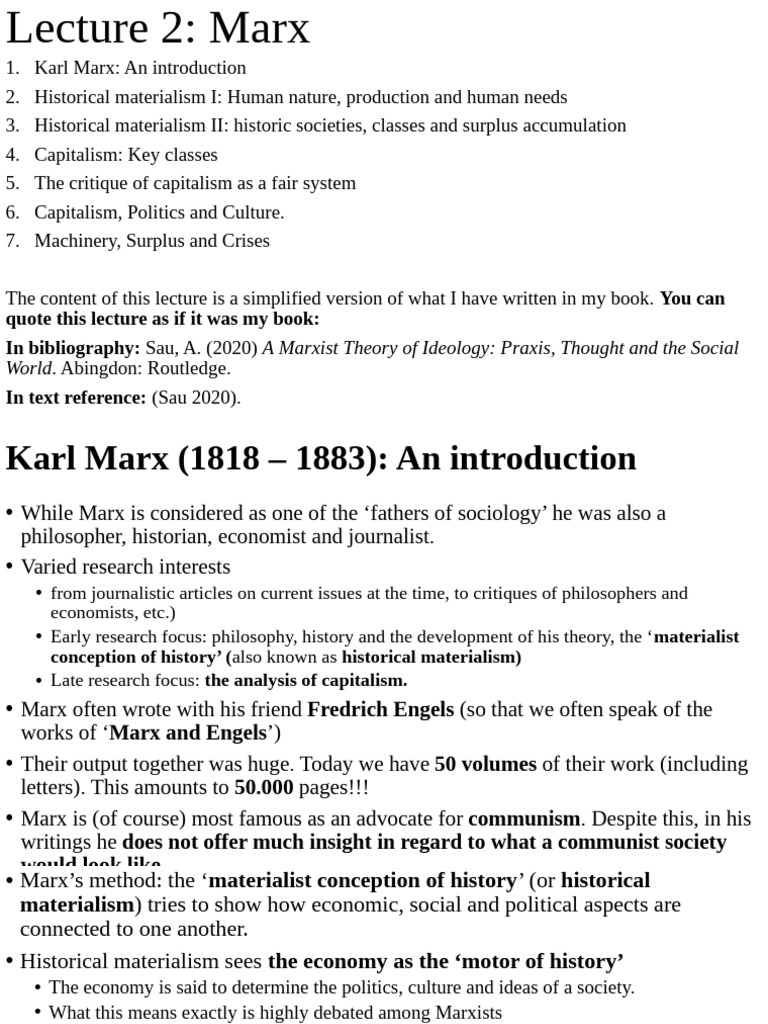 Lecture 2 Marx | PDF
