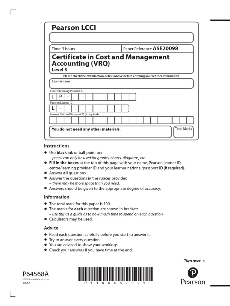 CMA Test 1 Question | PDF